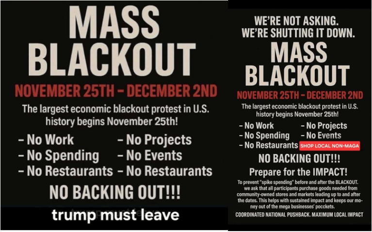 The national 8 day economic blackout campaign starts on November 25th ...